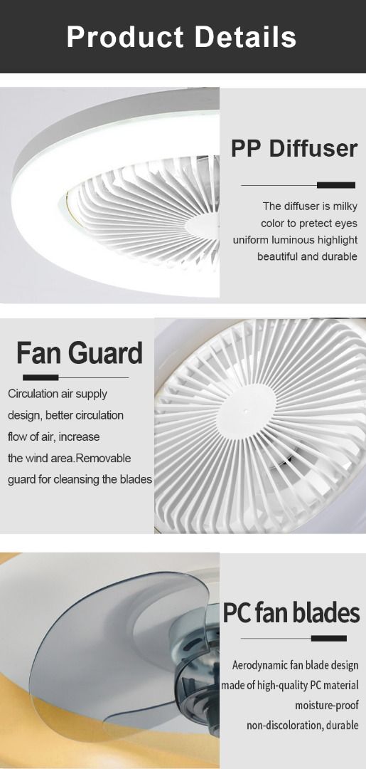 Unique Combination 2+1 LED Light & Built-In Fan, Furniture & Home ...