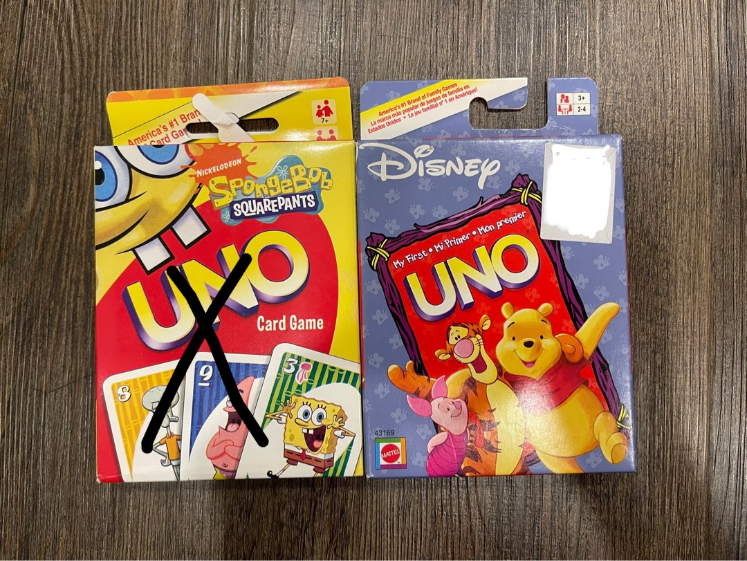 uno Winnie the Pooh SpongeBob, Hobbies & Toys, Toys & Games on Carousell