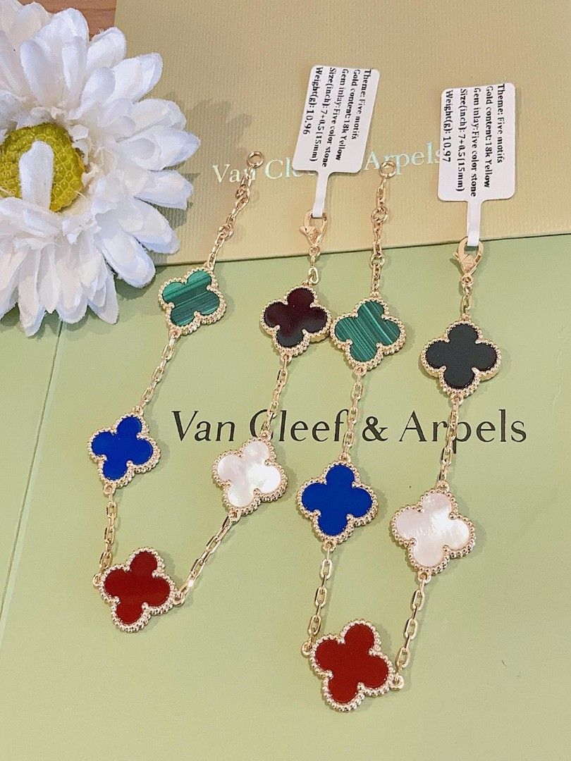 Vca"five colour stone HK setting bracelet18k on Carousell