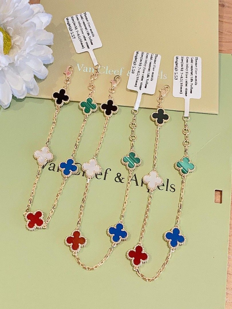 Vca"five colour stone HK setting bracelet18k on Carousell