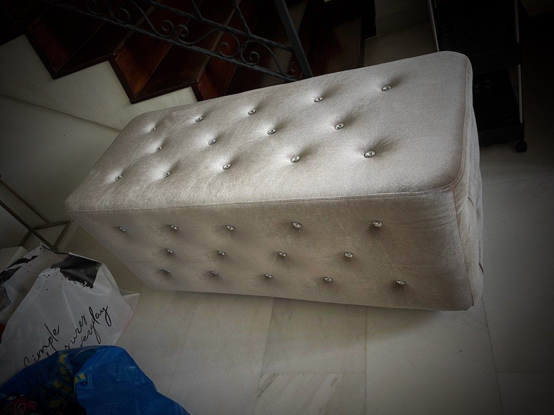 Victorian Bling Ottoman (velvet material), Furniture & Home Living ...