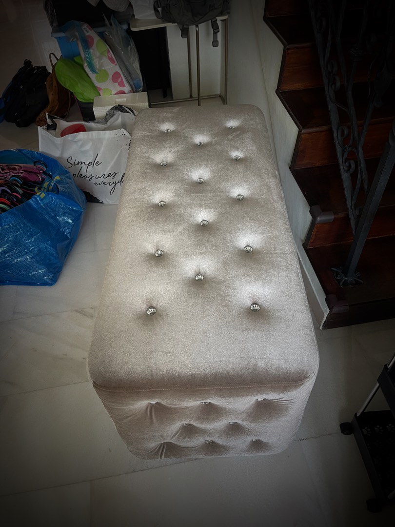 Victorian Bling Ottoman (velvet material), Furniture & Home Living ...