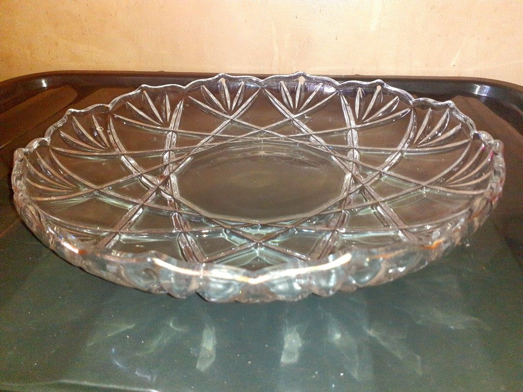 VINTAGE MIKASA ROXBOROUGH HEAVY GLASS SERVING PLATTER PLATE DISH 12.25 ...