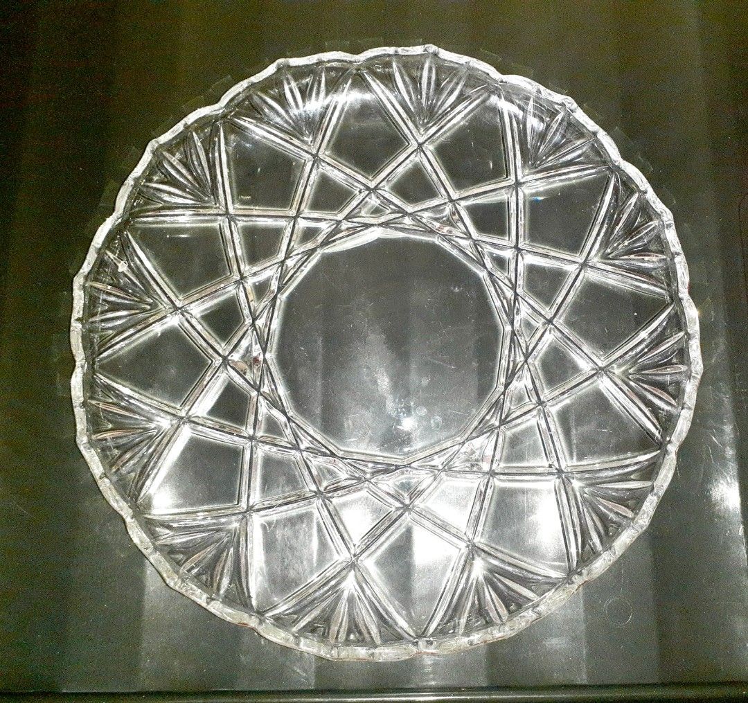 VINTAGE MIKASA ROXBOROUGH HEAVY GLASS SERVING PLATTER PLATE DISH 12.25 ...