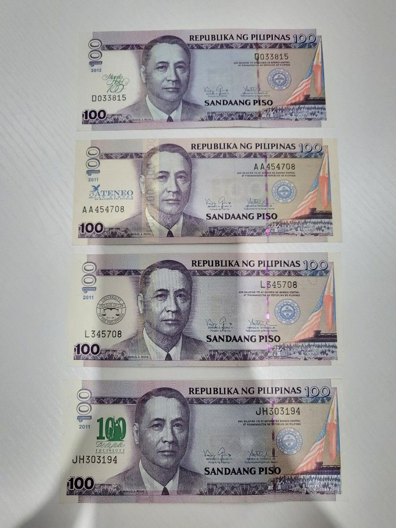 100 peso bill (dlsu, ateneo, up, manila hotel), Hobbies & Toys ...