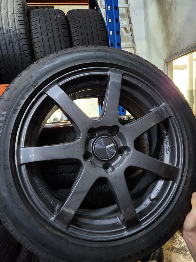 17" Authentic Enkei PF07 Rims, Car Accessories, Tyres & Rims on Carousell