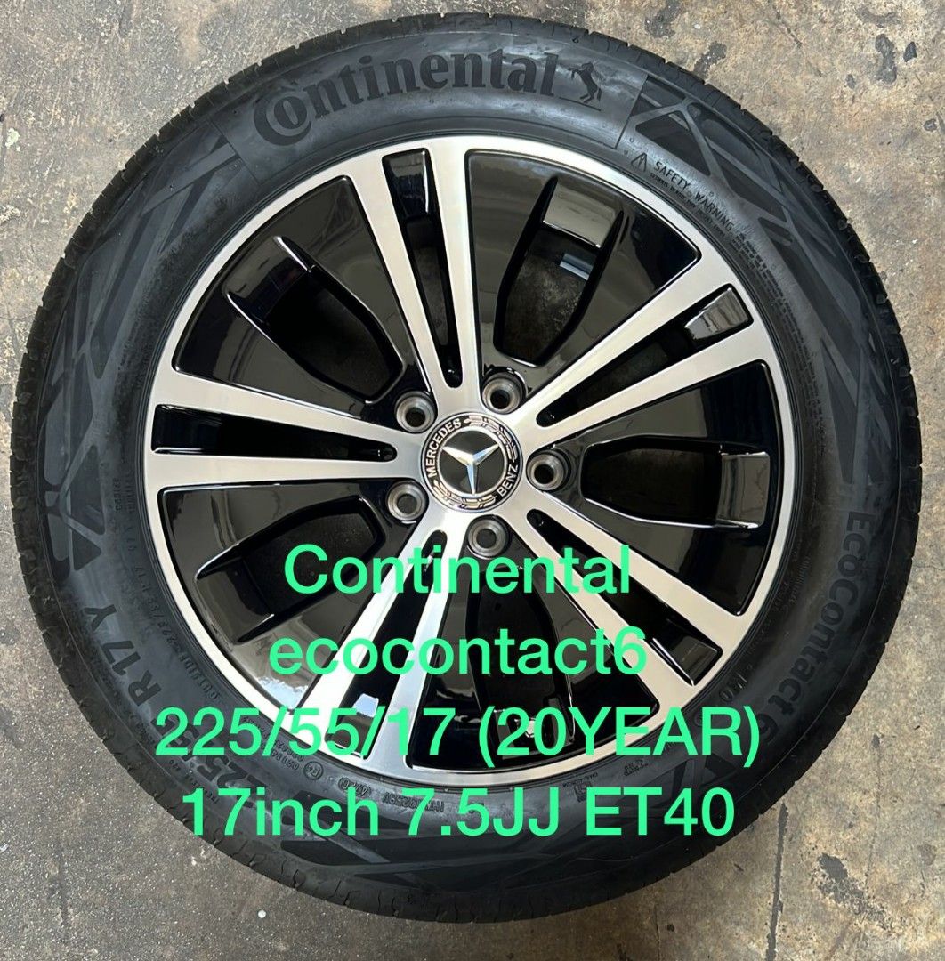 17" Mercedes Benz Original rims & Continental EcoContact tyres, Car ...
