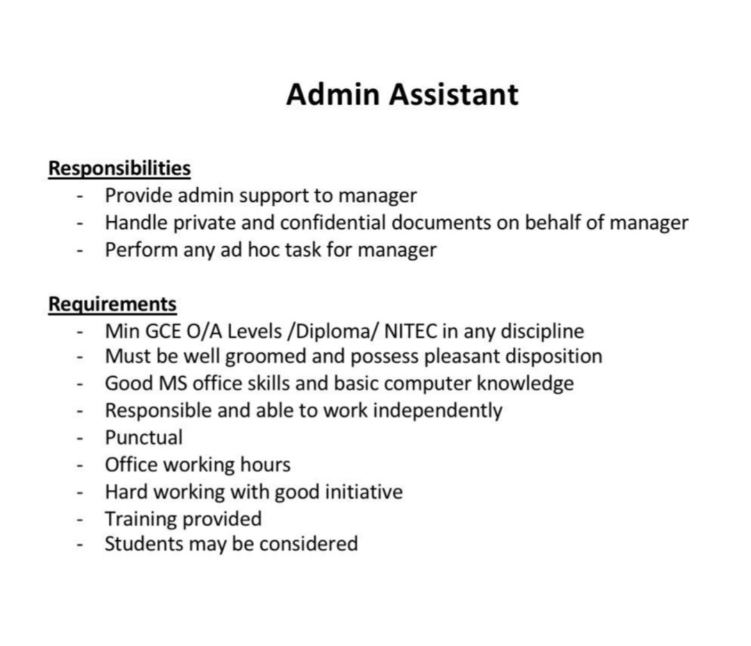 Admin Assistant, Bulletin Board, Looking For on Carousell