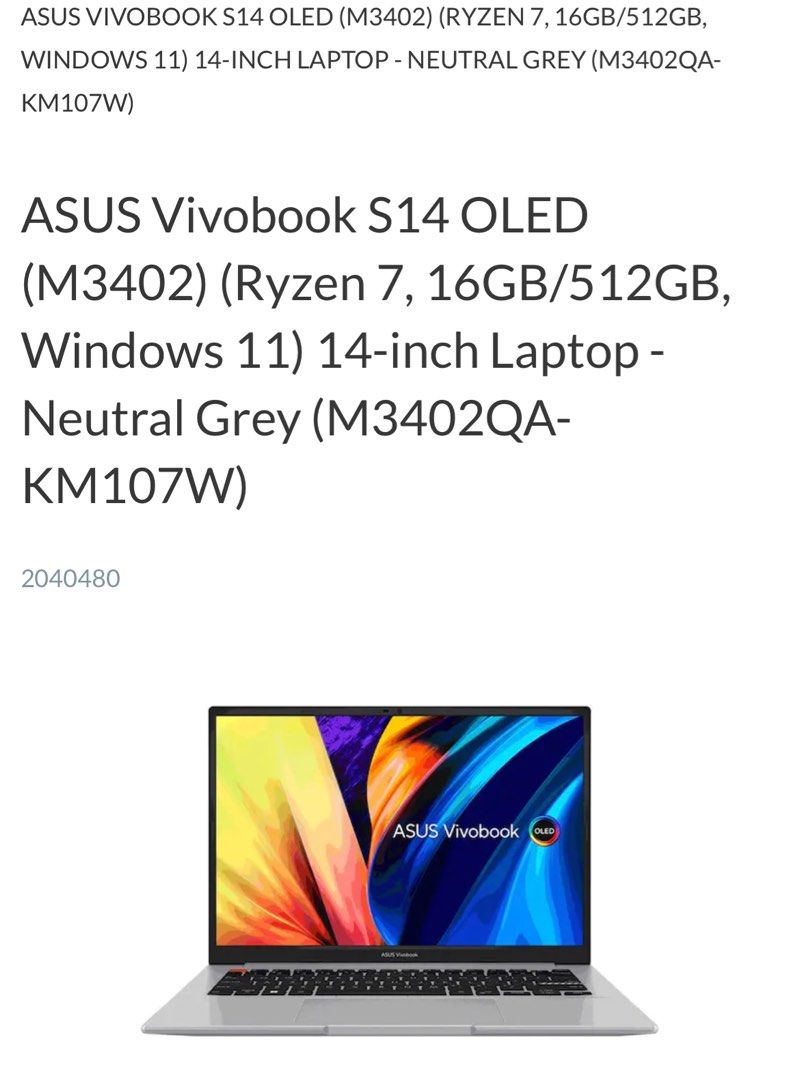 Asus vivobook M3402, Computers & Tech, Laptops & Notebooks on Carousell