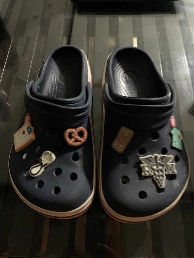 Crocs Navy Blue Crocband (J3/W5), Babies & Kids, Babies & Kids Fashion ...