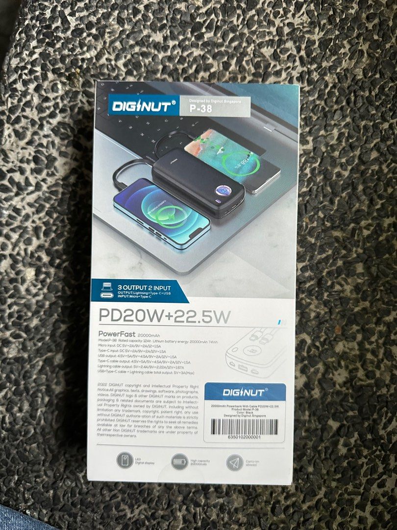 DIGINUT P-38 20000Mah 5A powerbank, Mobile Phones & Gadgets, Mobile ...