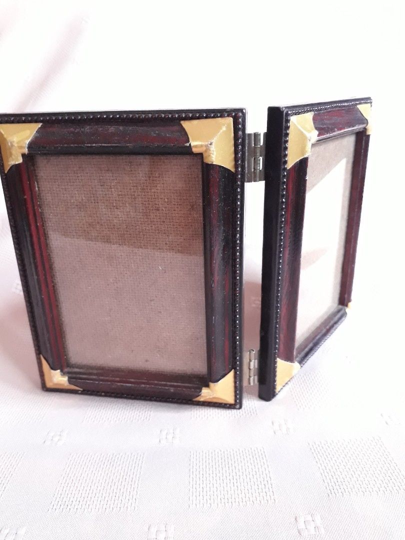 Double Folding Wooden Frame with Gold Accents on Carousell