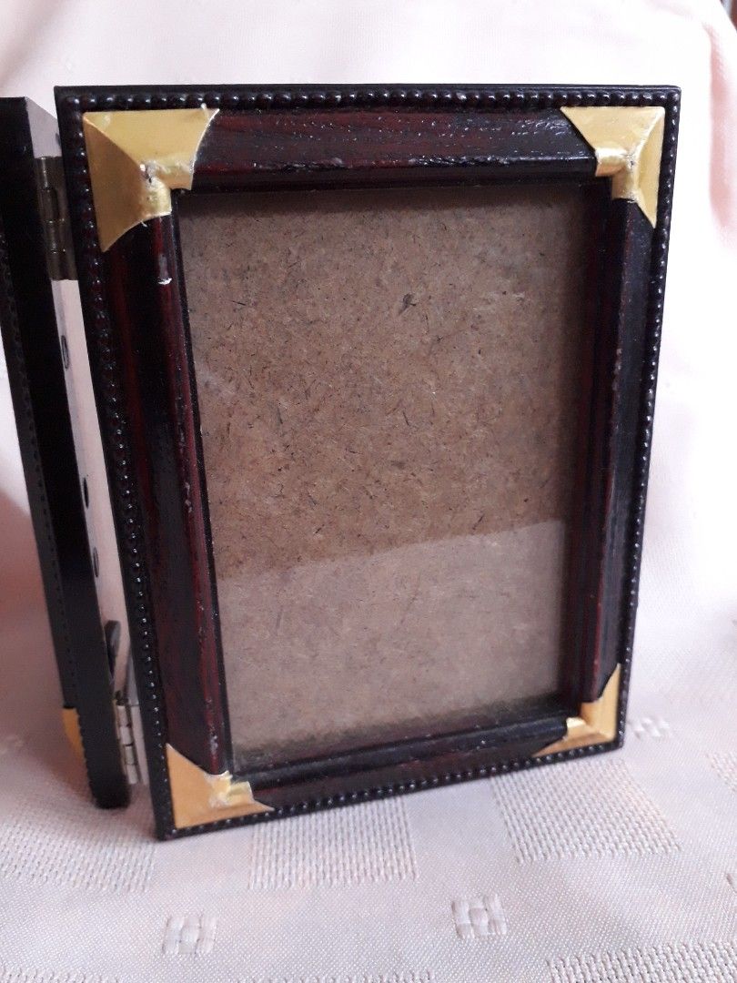 Double Folding Wooden Frame with Gold Accents on Carousell
