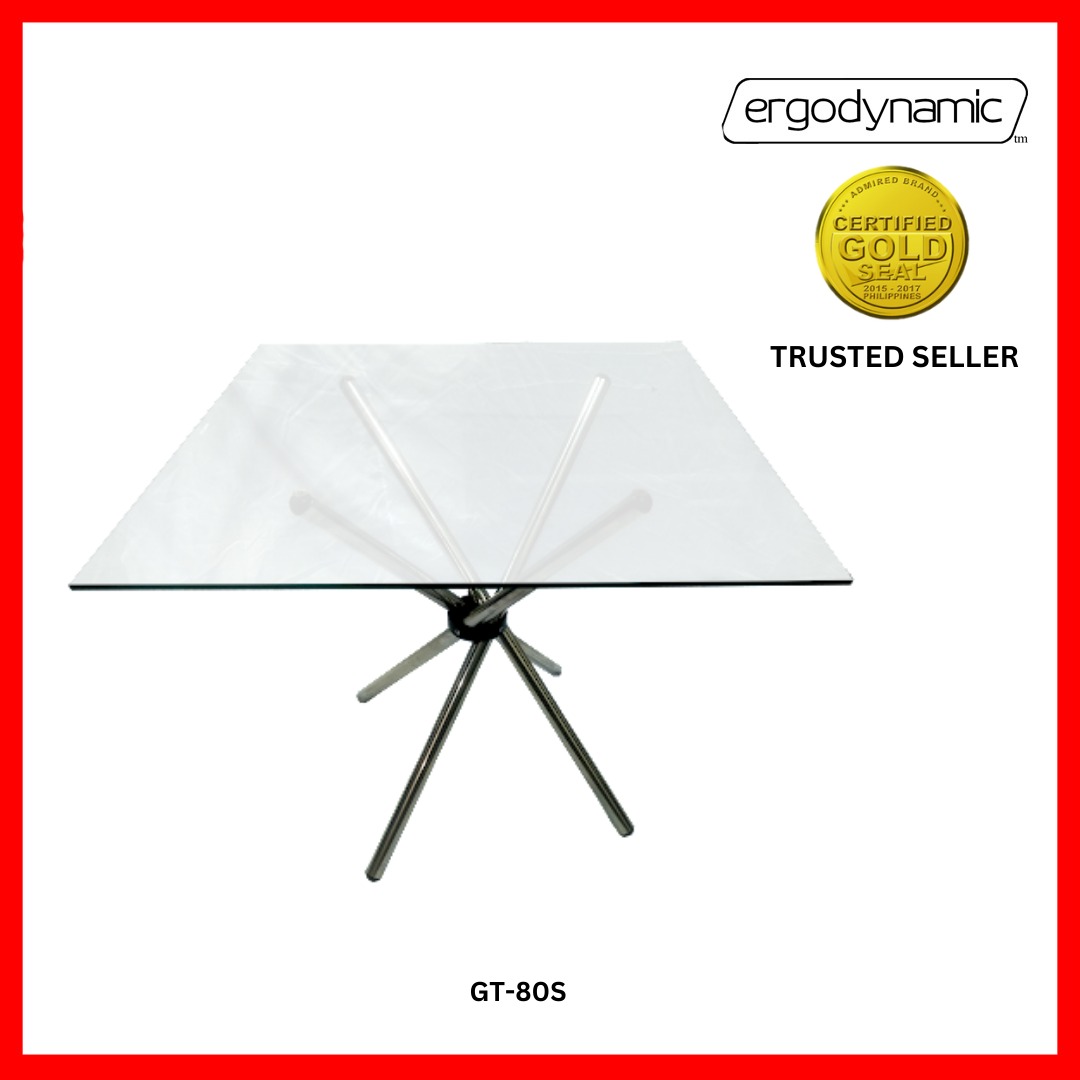 Ergodynamic GT-8080S Glass Top Square Office table, Dining Table ...