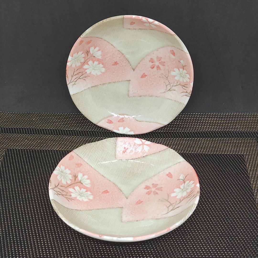 Japanese Pottery Pink Sakura Stoneware saucers 2 pcs, Furniture & Home ...