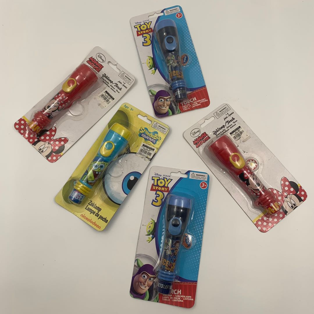 Kids Flashlight (Spongebob, Toy Story and Minnie Mouse) on Carousell