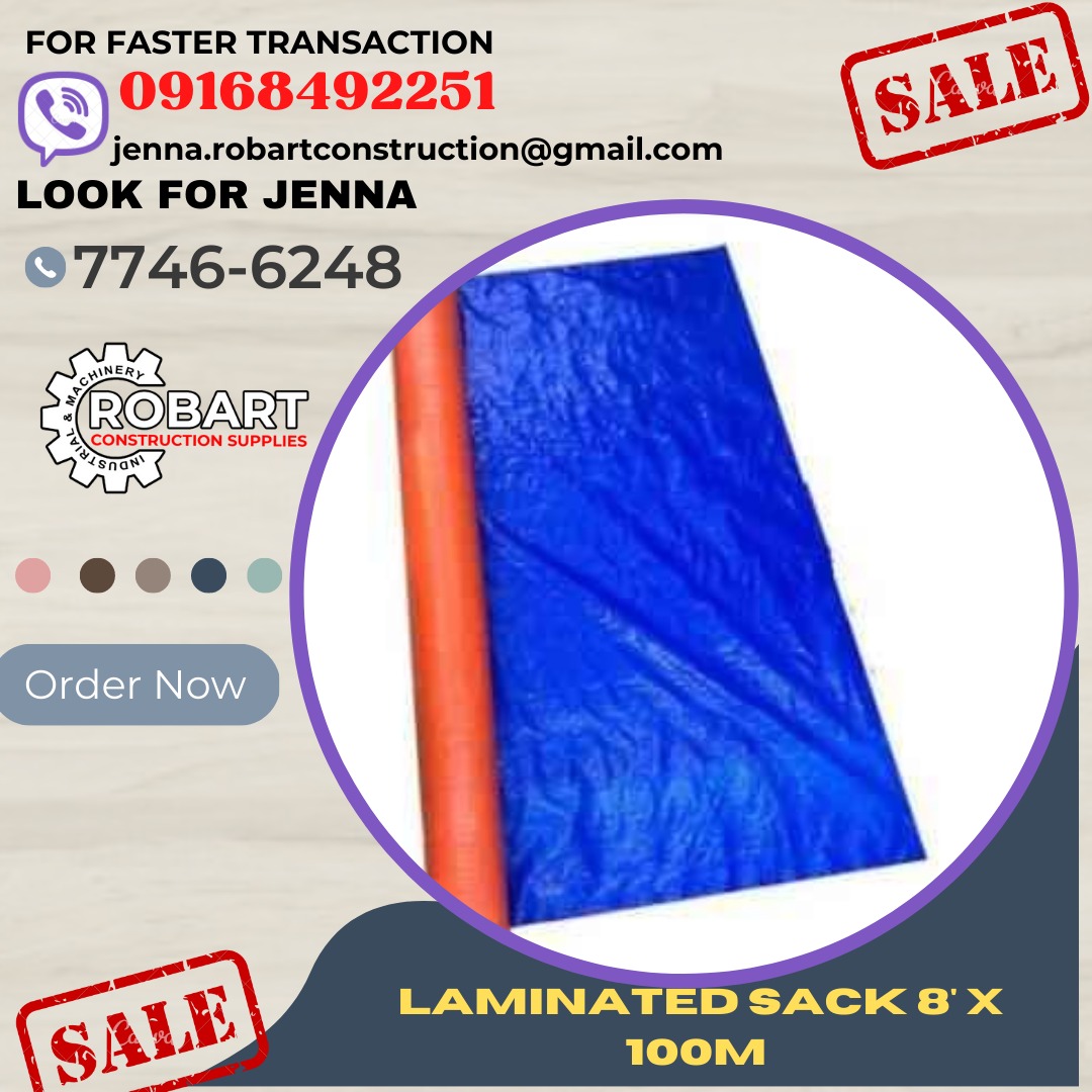 LAMINATED SACK 10' X 100M BLUE/ORANGE, Commercial & Industrial, Construction Tools & Equipment ...