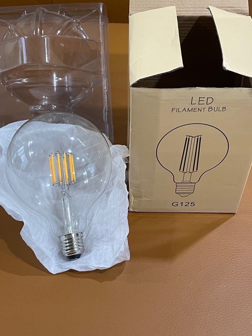 LED 10W Clear Filament Bulb G125 E27, Furniture & Home Living, Lighting ...