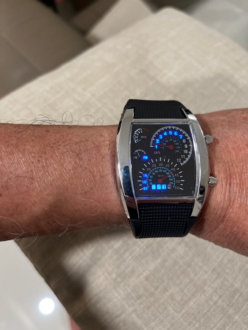 LED Car Dial Meter Sports Watch, Men's Fashion, Watches & Accessories ...