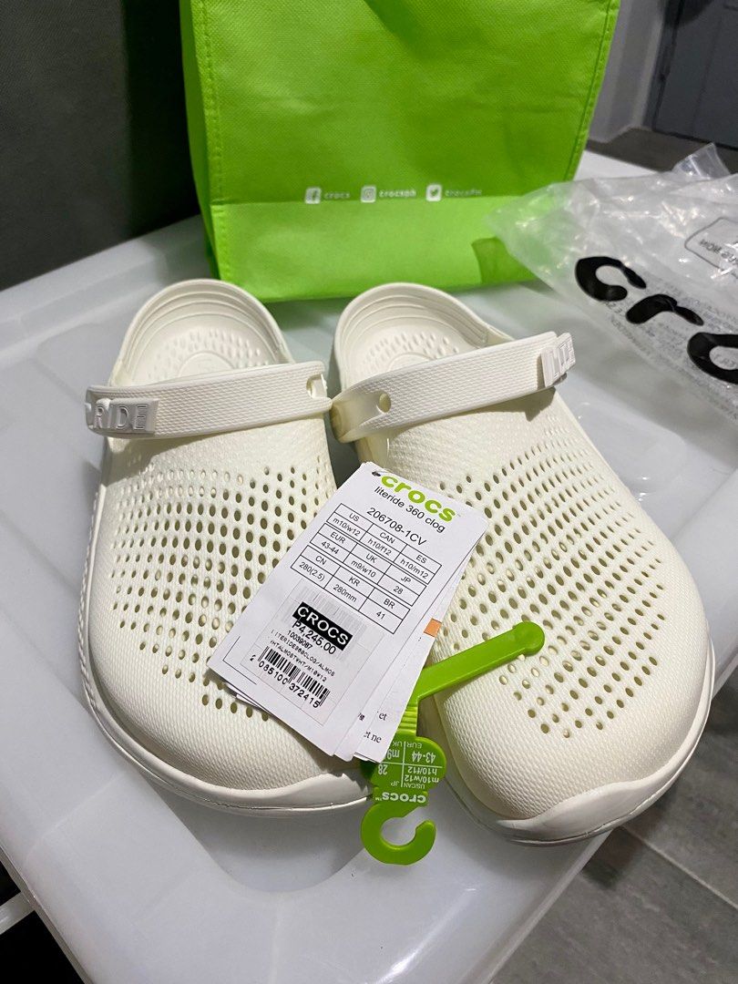 LEGIT Size M10 Crocs Literide 360 Almost White, Men's Fashion, Footwear ...