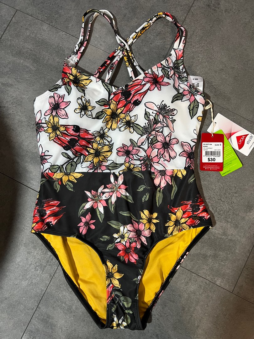Mambo contrast floral swimming suit, Women's Fashion, Swimwear, Bikinis ...