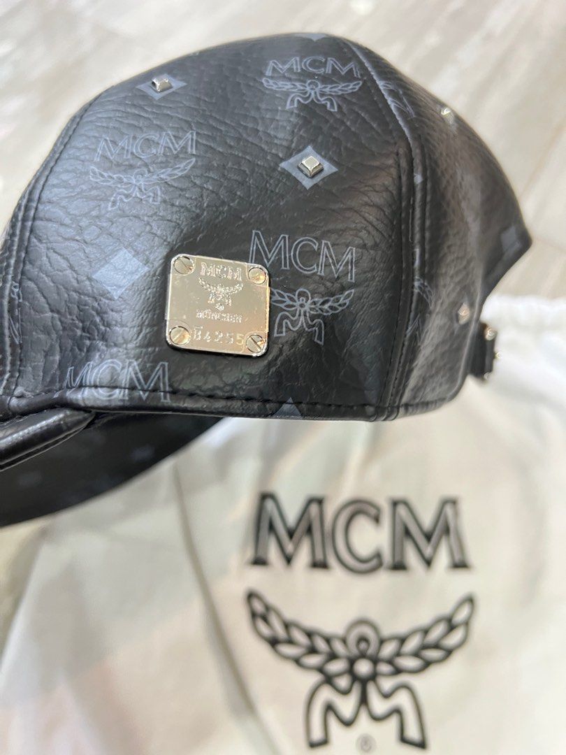MCM Studded Leather Cap, Luxury, Accessories on Carousell