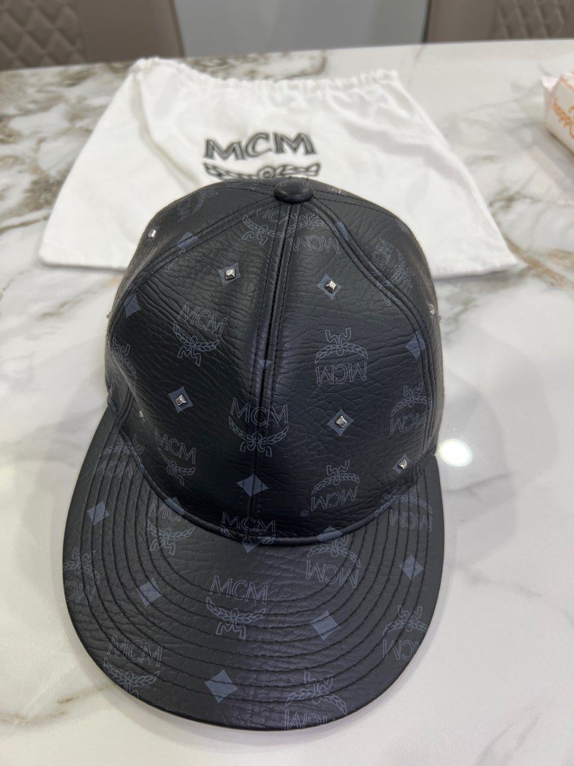 MCM Studded Leather Cap, Luxury, Accessories on Carousell