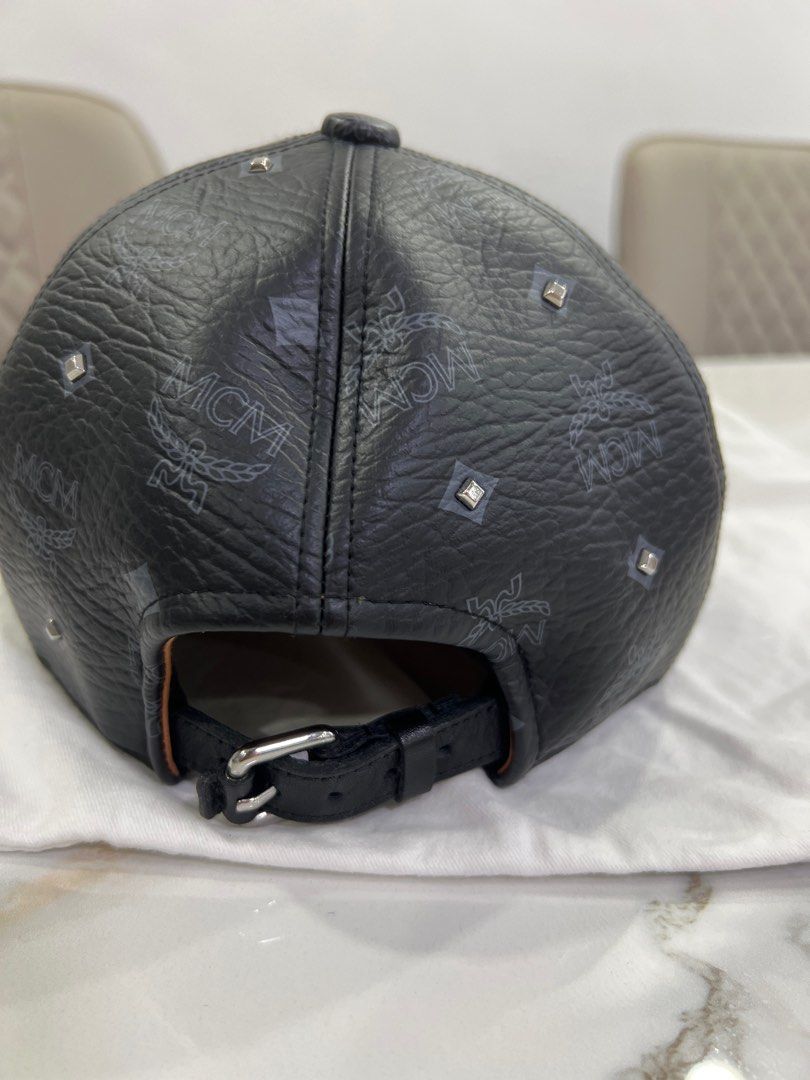MCM Studded Leather Cap, Luxury, Accessories on Carousell