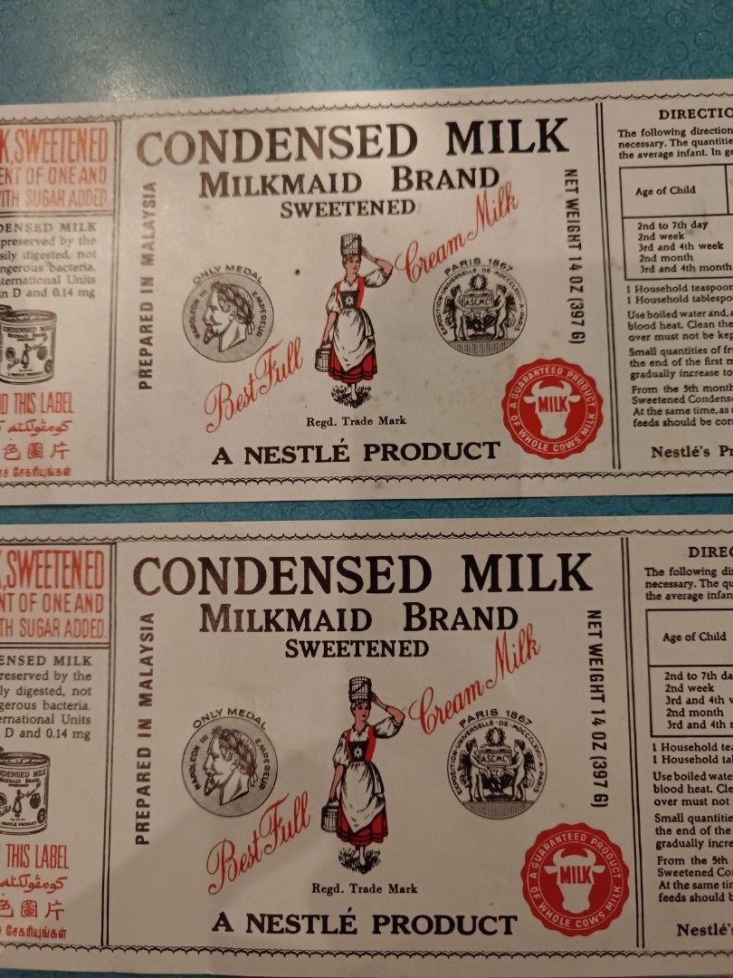 Milkmaid Condensed Mill Label, Hobbies & Toys, Memorabilia ...