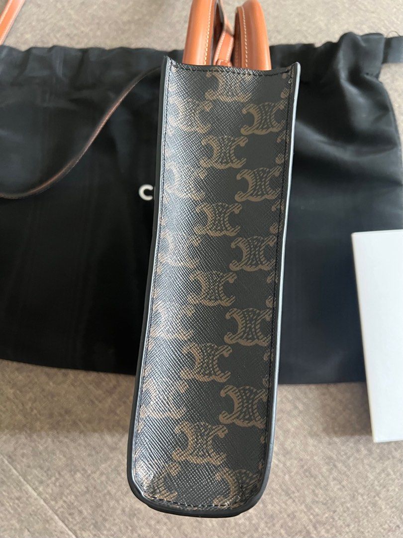 MINI VERTICAL CABAS IN TRIOMPHE CANVAS AND CALFSKIN WITH CELINE PRINT TAN, Luxury, Bags ...