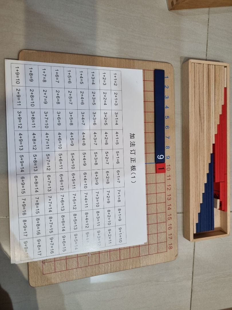 Montessori Mathematics Materials En Beads Set W/ Wood Trays N Mat Bank ...