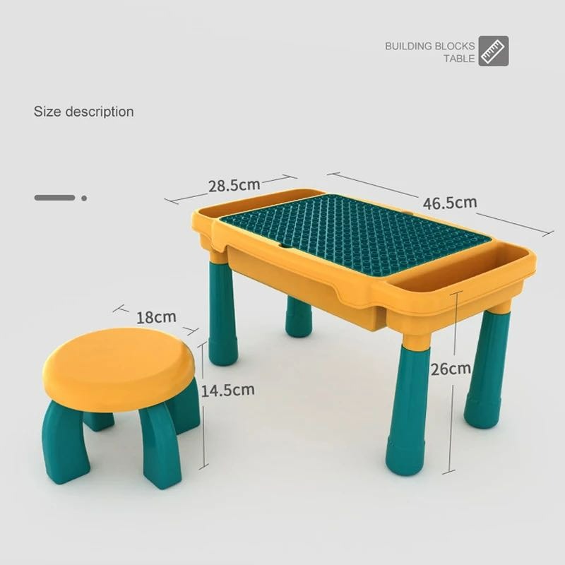Multi-functional Kid's Building Block Table w Stool/ Study Table ...