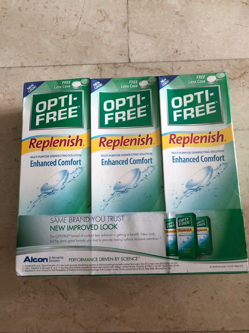 Opti-free replenish contact lens solution 3x300ml (Expiry: June 2023 ...