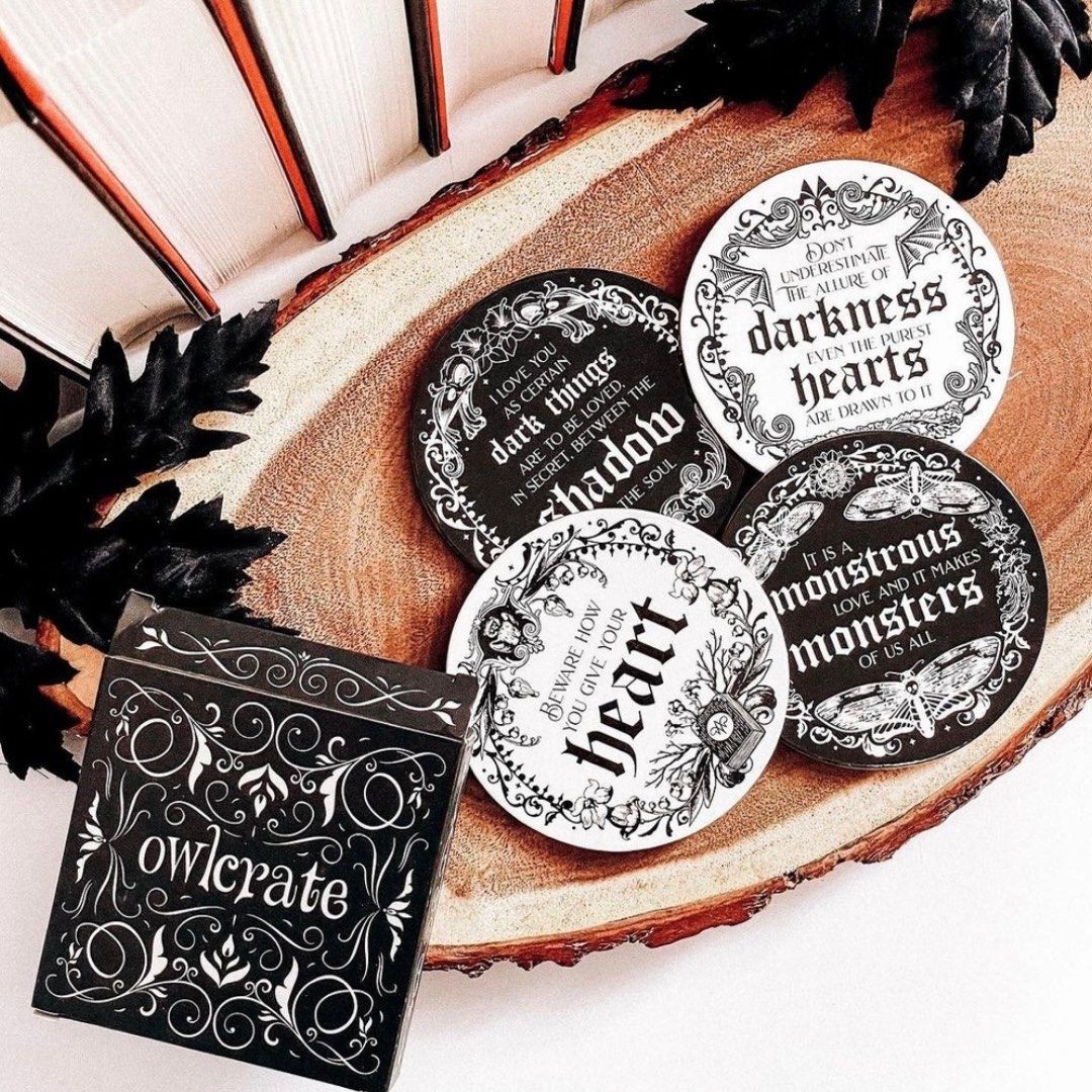 Owlcrate Haunted Hearts Gothic Coaster Set, Hobbies & Toys, Books ...