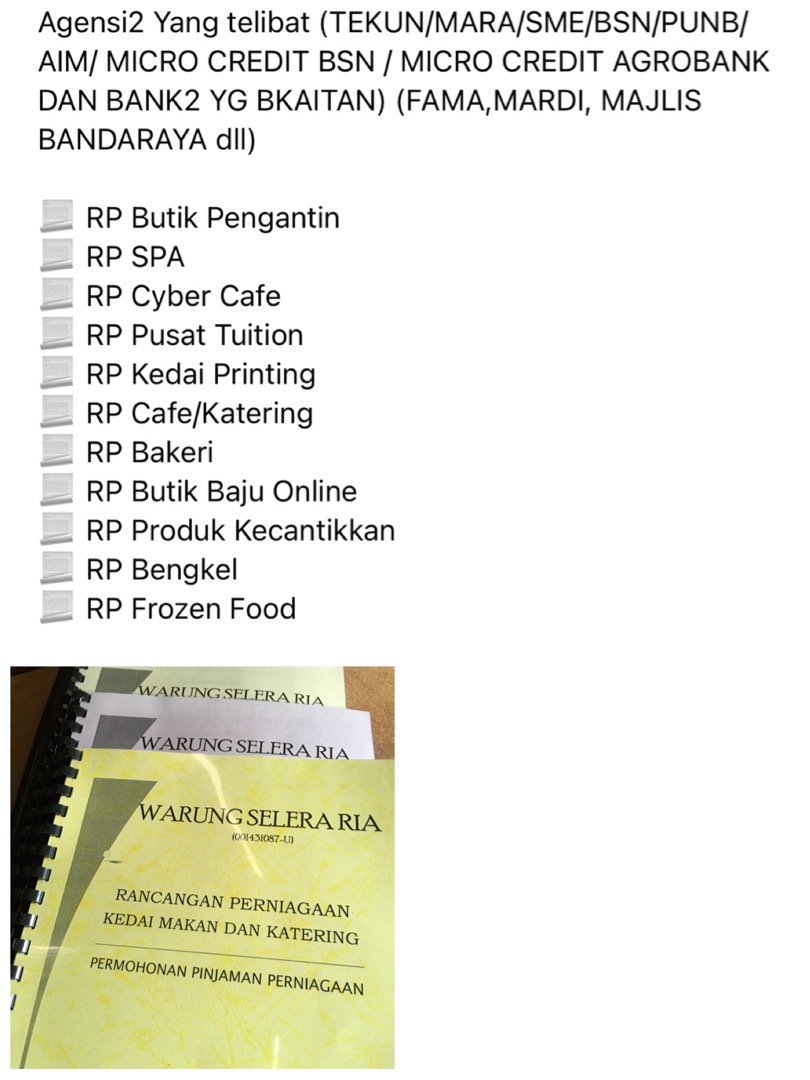 Perkhidmatan Kertas Kerja utk Pinjaman Perniagaan (AIM,HIJRAH SELANGOR ...