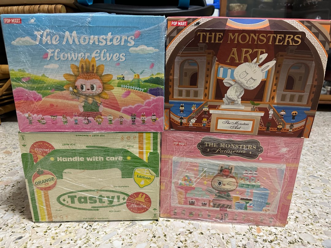 Popmart blindbox labubu full set bnif flower art fruit dessert, Hobbies ...