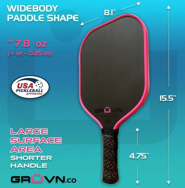 RAW-13V Pickleball Paddle - Pink Edge Guard (Raw Carbon Fiber), Sports ...