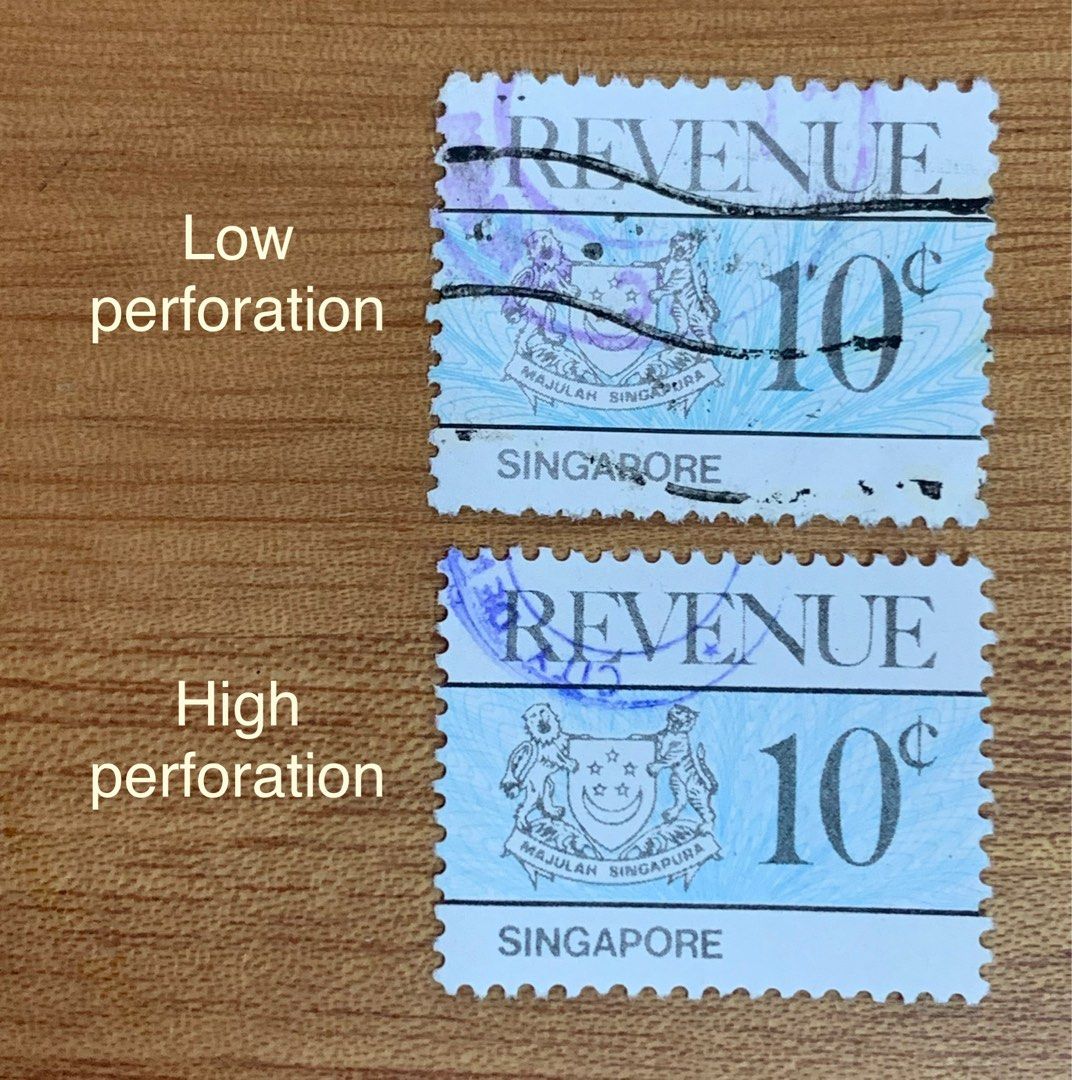 Singapore revenue stamps pair - Low and high perforation reprint ...