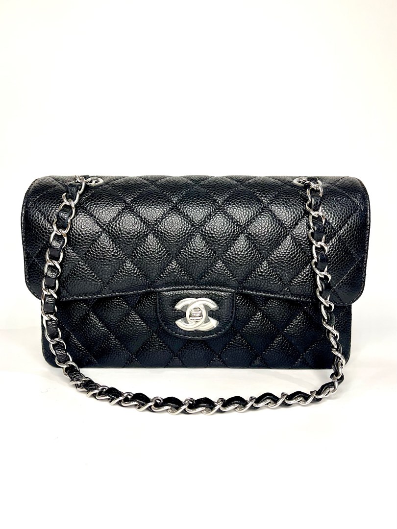 Small Black Chanel Classic Flap in silver hardware, Luxury, Bags ...