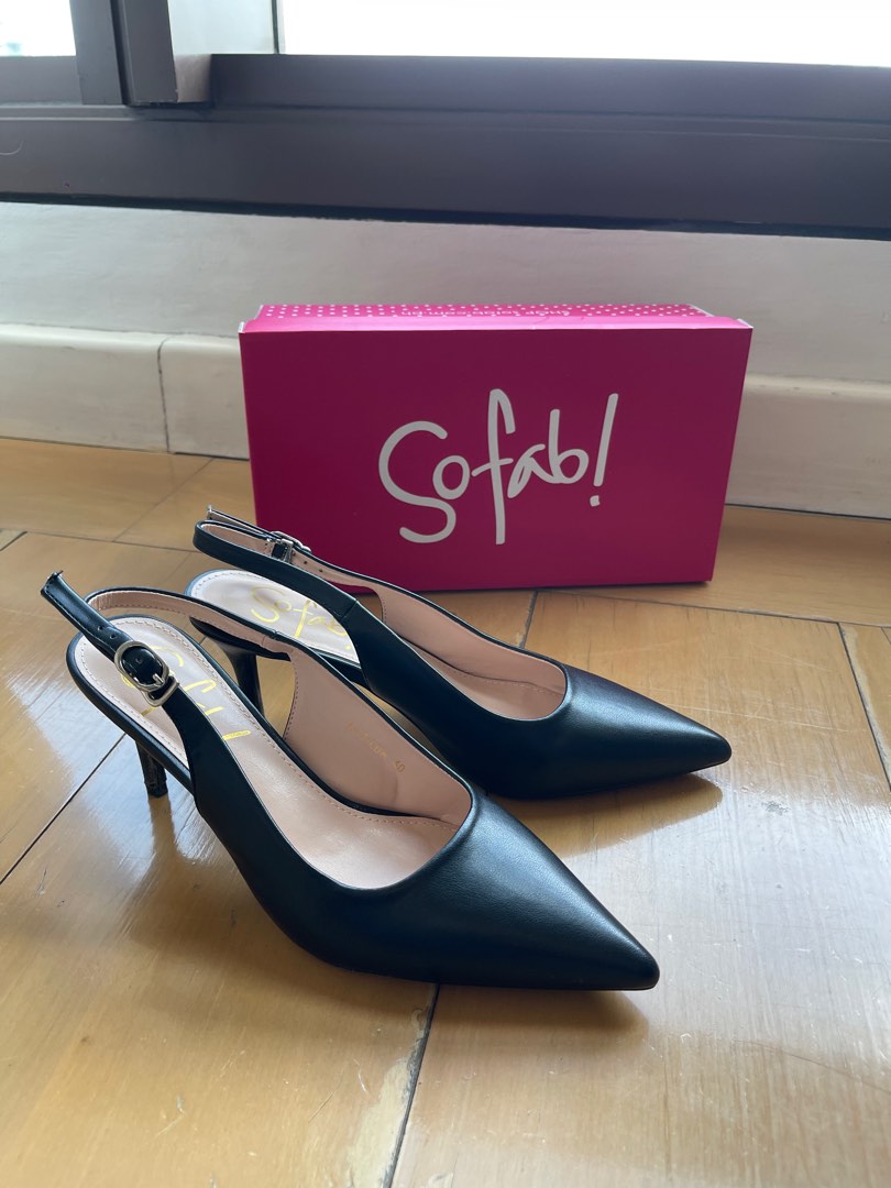 Sofab Stiletto Slingback Heels Black SIZE 40 Euro on Carousell
