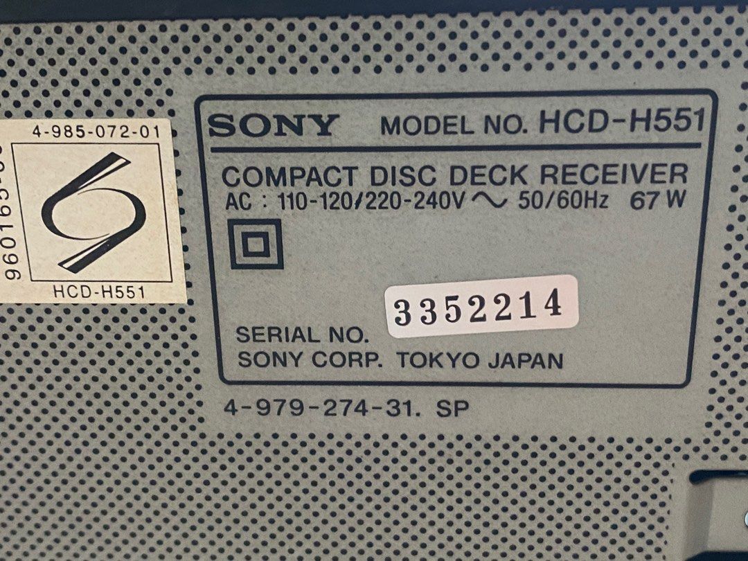 Sony HCD H551 set, Audio, Other Audio Equipment on Carousell