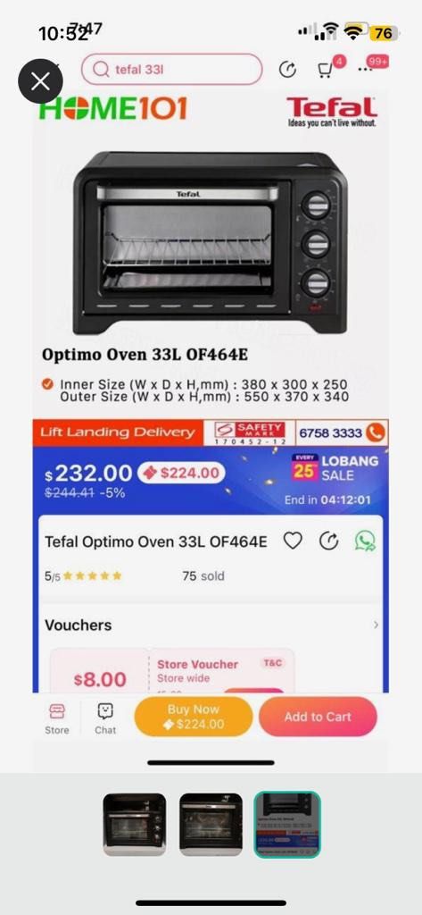 Tefal 33L Optimo Oven, TV & Home Appliances, Kitchen Appliances, Ovens ...