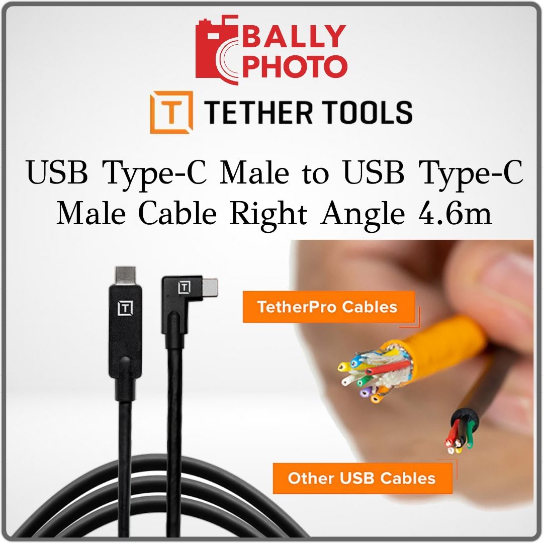 Tether Tools TetherPro CUC15RT USB Type-C Male to USB Type-C Male Cable ...