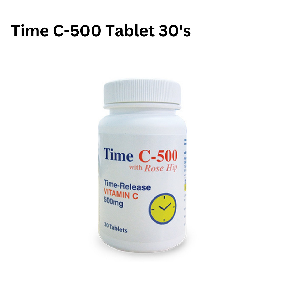Time C-500 Vitamin C w/ Rose Hip Supplement Tablets 30's - 500mg Time ...