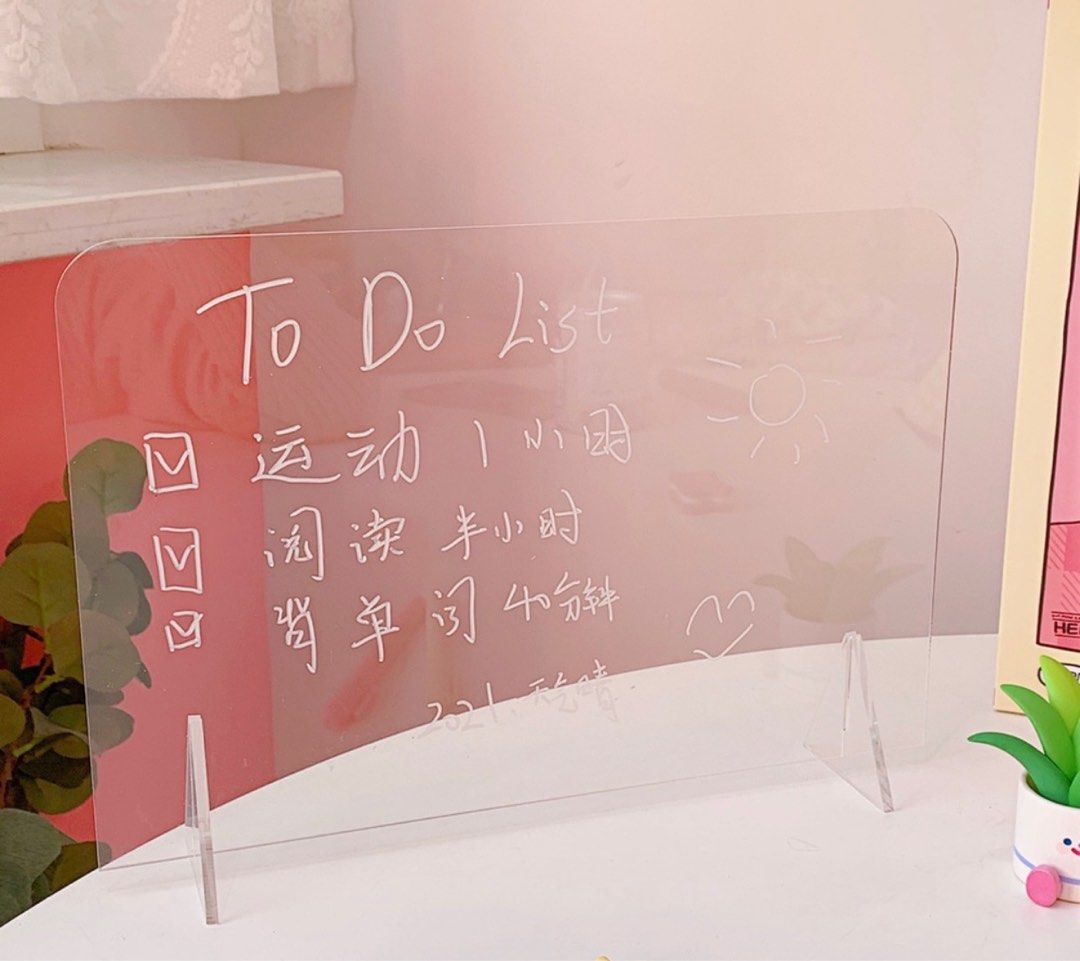 Transparent acrylic note board message board memo portable mini writing ...
