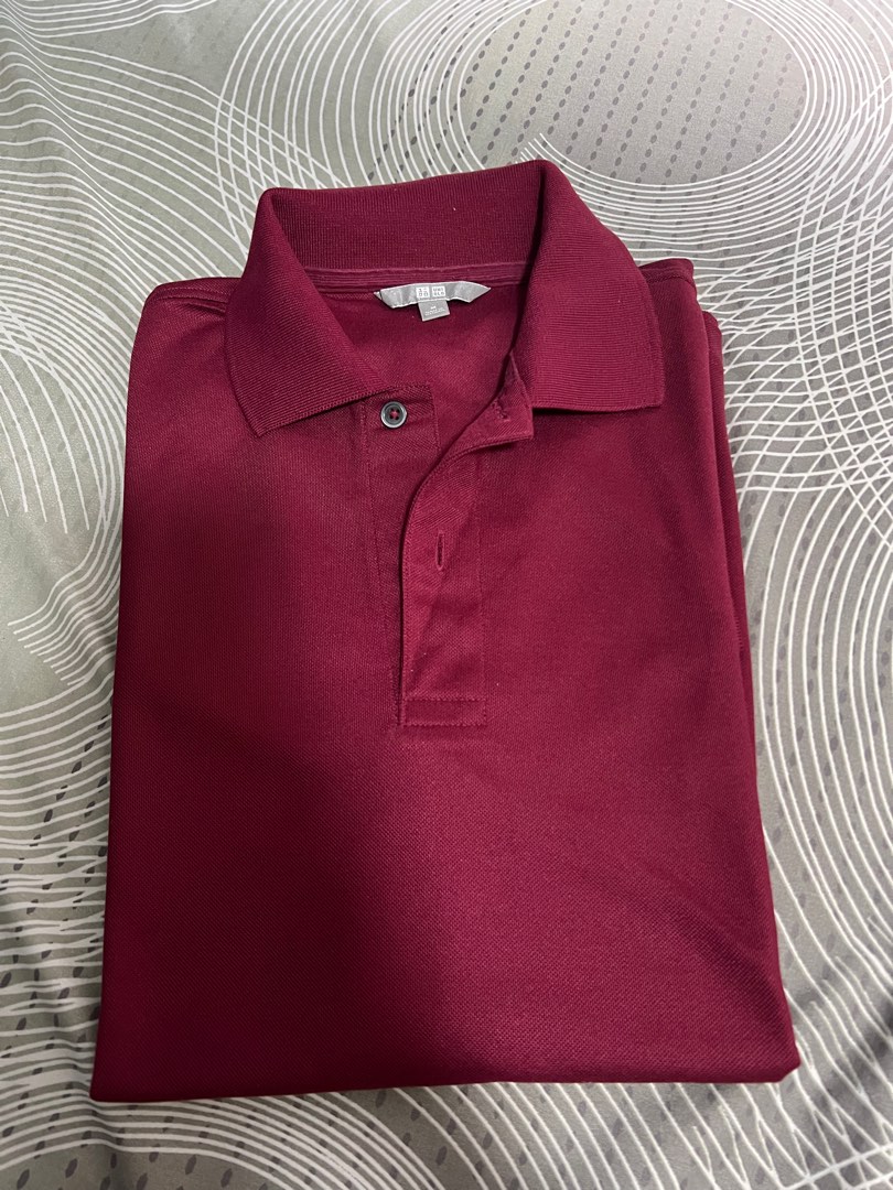 Uniqlo Plain Polo Shirt (Maroon) on Carousell