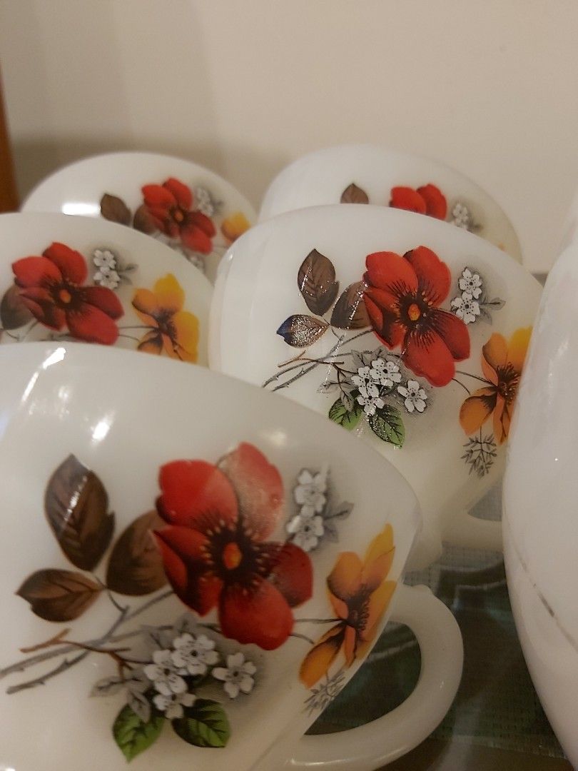 Vintage milk glass cups and jugs, Furniture & Home Living, Kitchenware ...