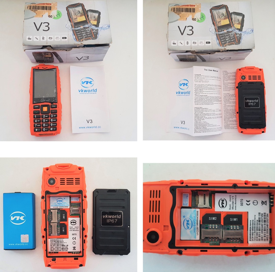Vintage Mobile Handphone, VKWorld V3 IP67 Phone, with Box and Manual ...