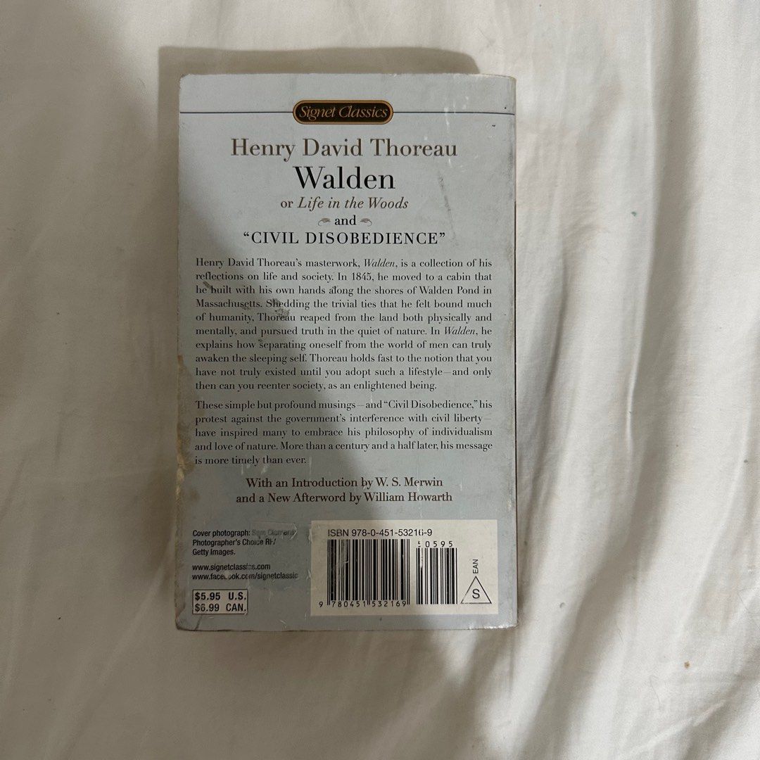 Walden and Civil Disobedience by Henry David Thoreau, Hobbies & Toys ...