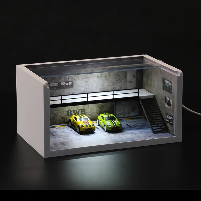 1/64 Two floor auto shop garage diorama with viewing platform for ...